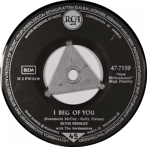 Elvis Presley – Don't / I Beg of You (7"si Germany 1958) nm-/vg+ - Het ...